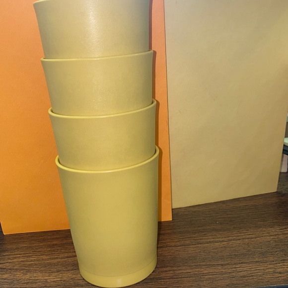Tupperware | Dining | 4 Tupperware Tumblers Cups Mustard Yellow 6 Oz ...